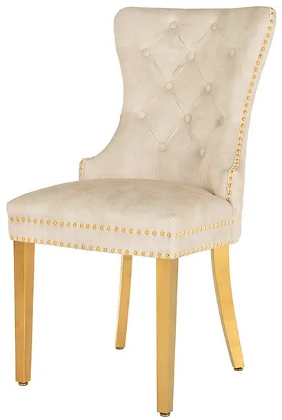 Designová židle Queen Lví hlava béžový samet