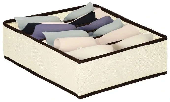VERK GROUP Organizér na spodní prádlo, podprsenky, čepice, KIPIT, 6 přihrádek, béžový 34 x 30 x 10 cm