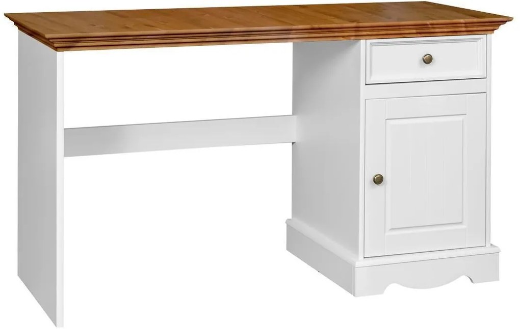 Bílý Nábytek Psací stůl Belluno Elegante - malý, dekor bílá | zlatý dub, masiv, borovice Montáž: S montáží