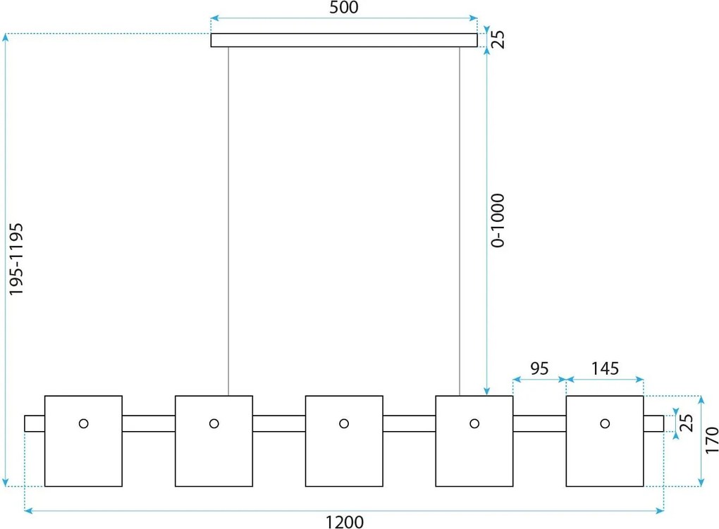 Toolight Toolight, stropní svítidlo 5xG9, APP1706-5CP, černá-šedá, OSW-04312