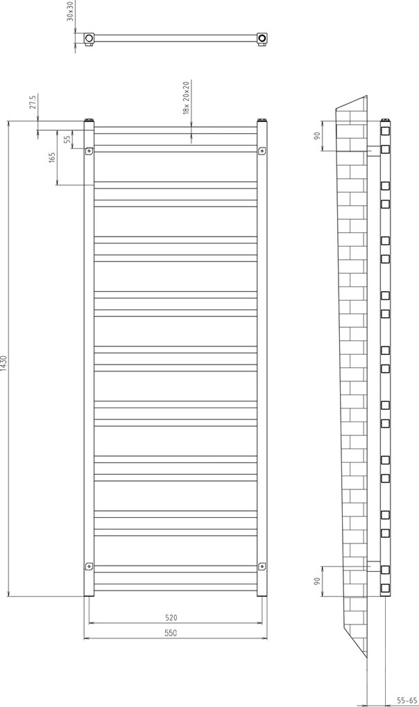 Sapho Sapho, MAKRO DOS topné těleso 550x1430 mm, černá mat, IR430TB