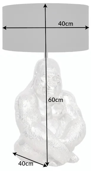 Designová stolní lampa Gorila 60 cm černo-stříbrná