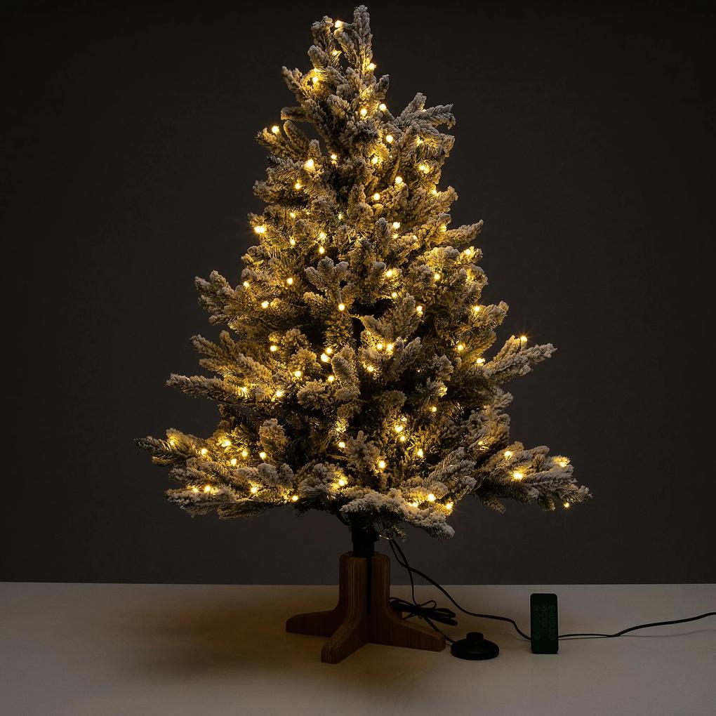 Luxusní vánoční 3D stromek QVC / jedle / 90 cm / 200 LED Deluxe / teplá bílá / třpytivý efekt / zasněžený