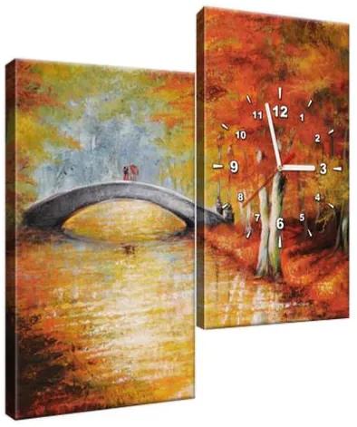 Tištěný obraz s hodinami Po podzimním mostě 60x60cm ZP2437A_2J