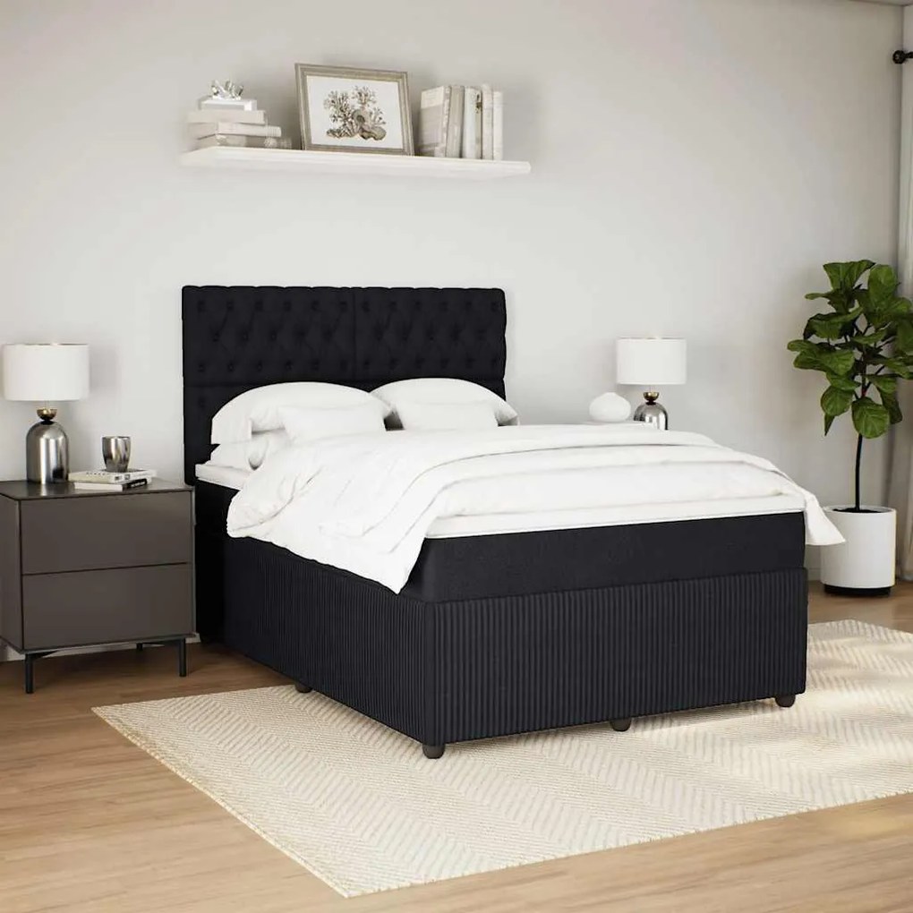 Box spring postel s matrací černá 140 x 190 cm samet 3294642