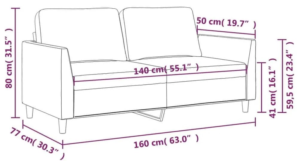 Petromila 2místná pohovka krémová 140 cm umělá kůže