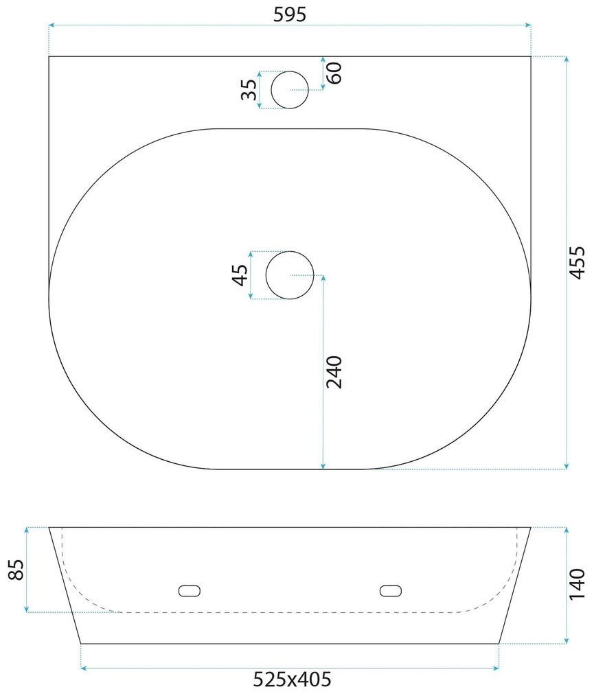 Rea Kim, keramické umyvadlo na desku 595x455x140mm, bílá lesklá, REA-U6683
