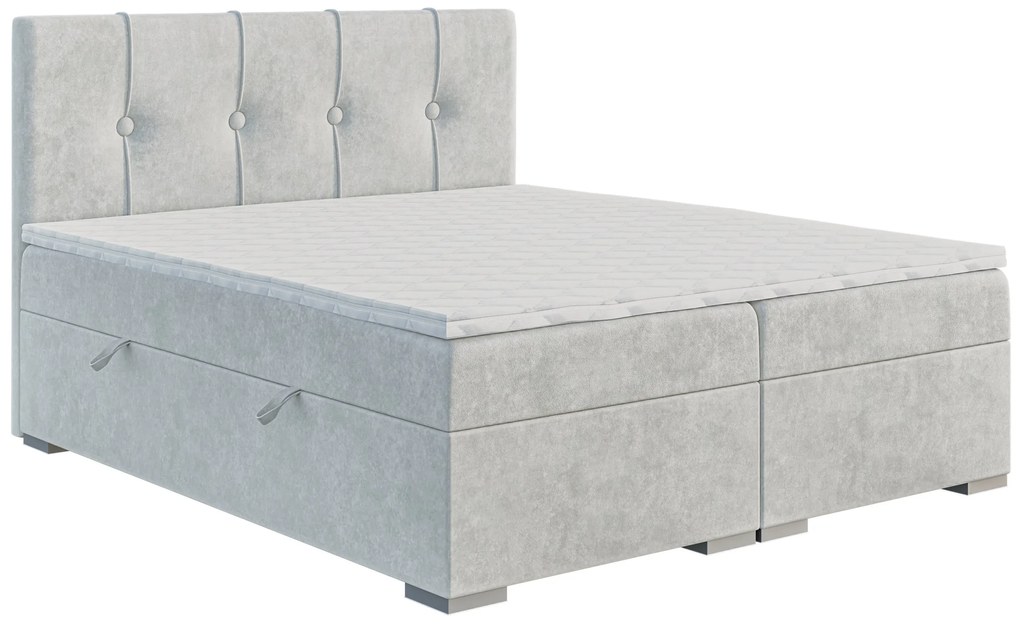 Boxspring postel 160 cm Luffy (světle šedá) (s matrací a úl. prostorem). 1043447