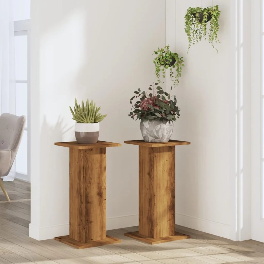 Stojany na rostliny 2 ks dub artisan 30 x 30 x 60 cm kompozit 3307863