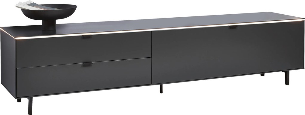 XXXLutz NÍZKÁ KOMODA, antracitová, 216,8/50,1/46 cm Dieter Knoll - TV stolky & komody pod TV - 001770000909