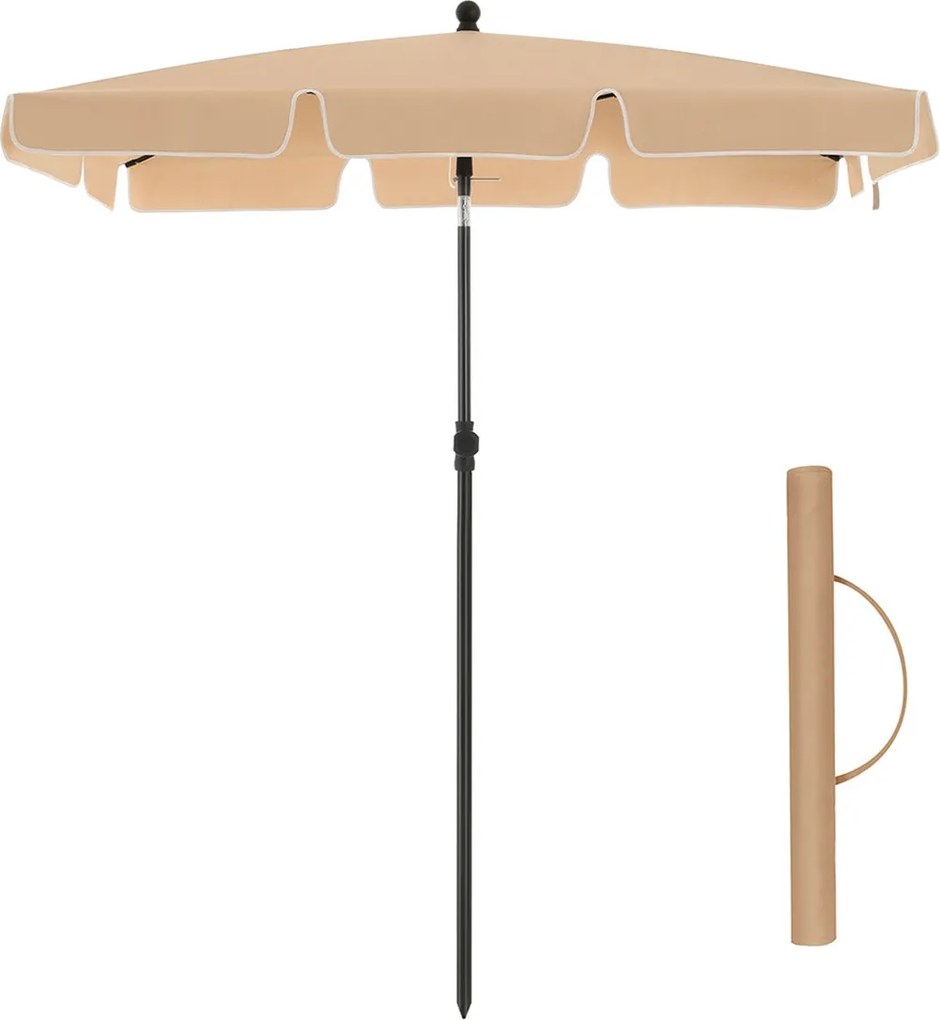 Obdélníkový slunečník 2 × 1,25 m, UPF 50+ ochrana, sklopný, bez základny, taupe