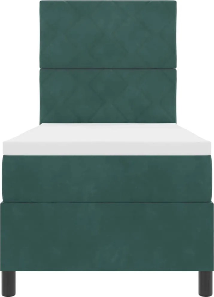 Postel s boxspringem s čelo Tmavě zelená 80 x 200 cm samet 3339863