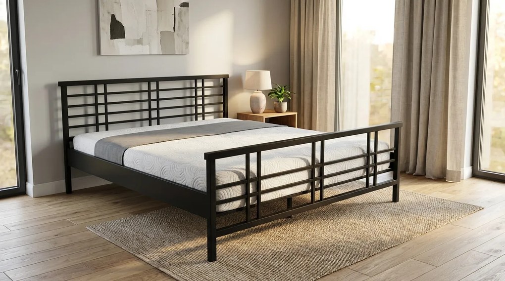 Nábytek ATIKA s.r.o. Kovová postel BARS Barevne provedení: černá, Rozměr: 200 x 200 cm