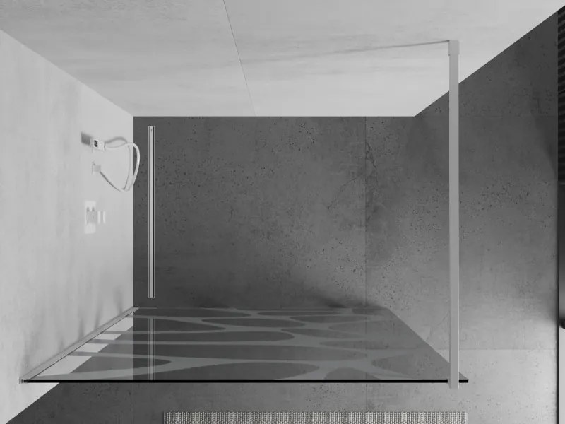 Mexen Kioto, Walk-In sprchová zástěna 120 x 200 cm, 8mm sklo čiré/bílý vzor, bílý profil, 800-120-101-20-97