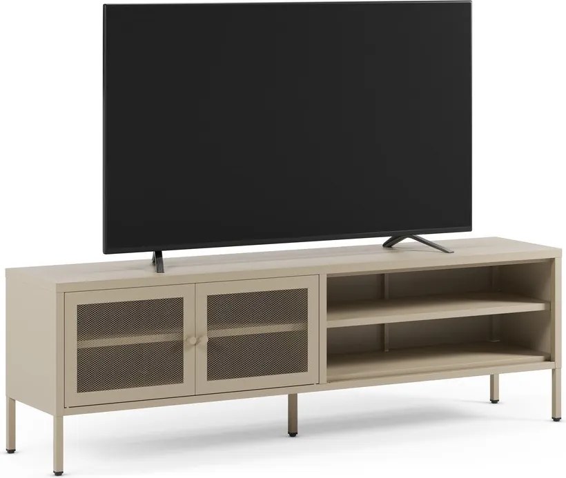 Krémový kovový TV stolek 160x50x35 cm Fayna – Marckeric