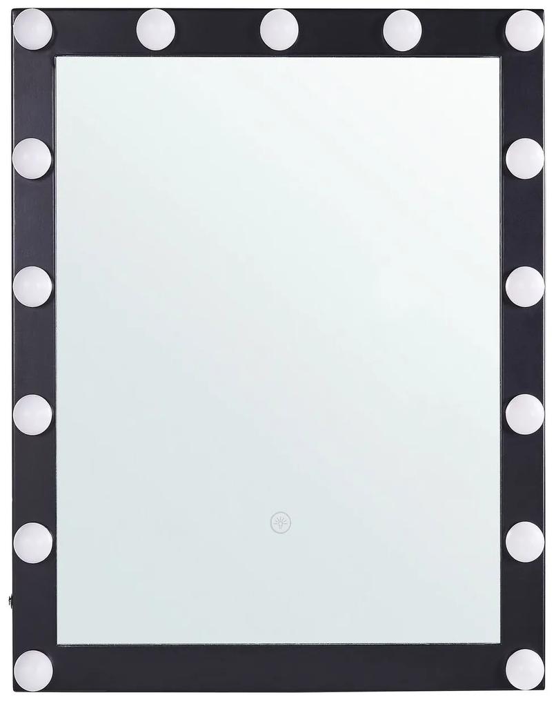 Nástěnné LED zrcadlo kovové 50 x 60 cm černé ODENAS Beliani