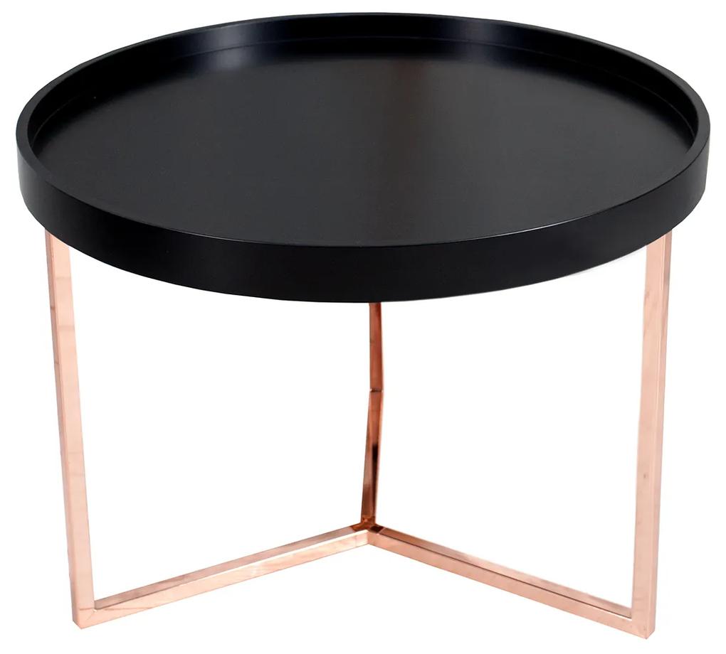 Konferenční stolek Vedul, 60 cm, černá/měď