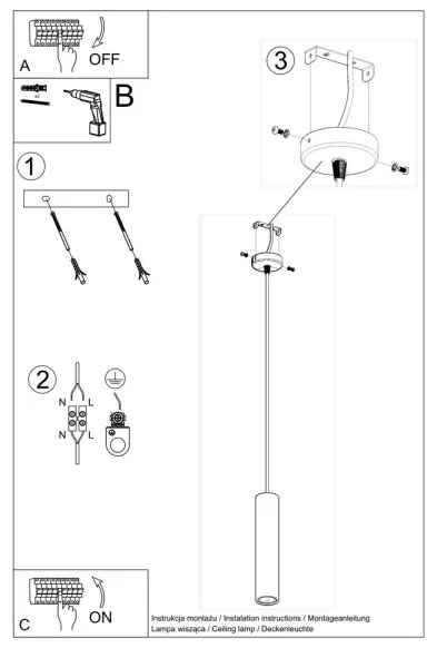Sollux SL.0653 - Lustr na lanku LUVO 1xGU10/40W/230V beton/černá