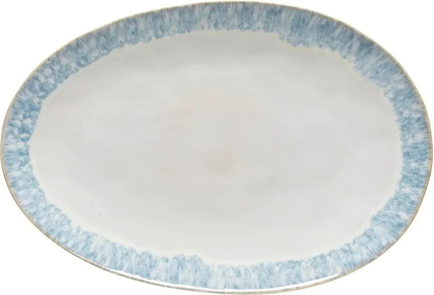 Bílo-modrý kameninový servírovací podnos Costa Nova Brisa, délka 41 cm