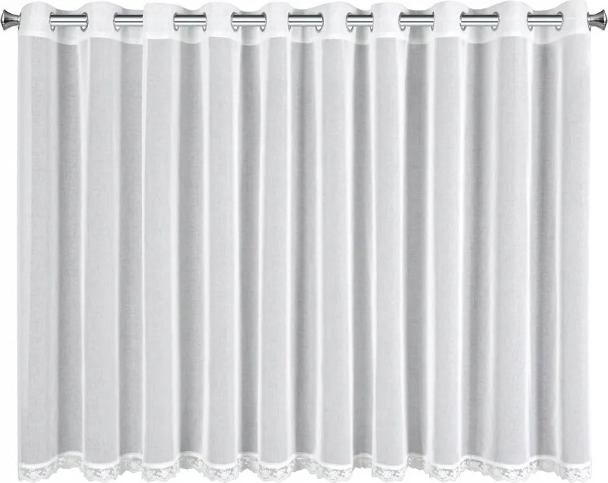 Hotová záclona na průchodkách Suzan 350x140 Eurofirany, bílá krajka ve spodní části