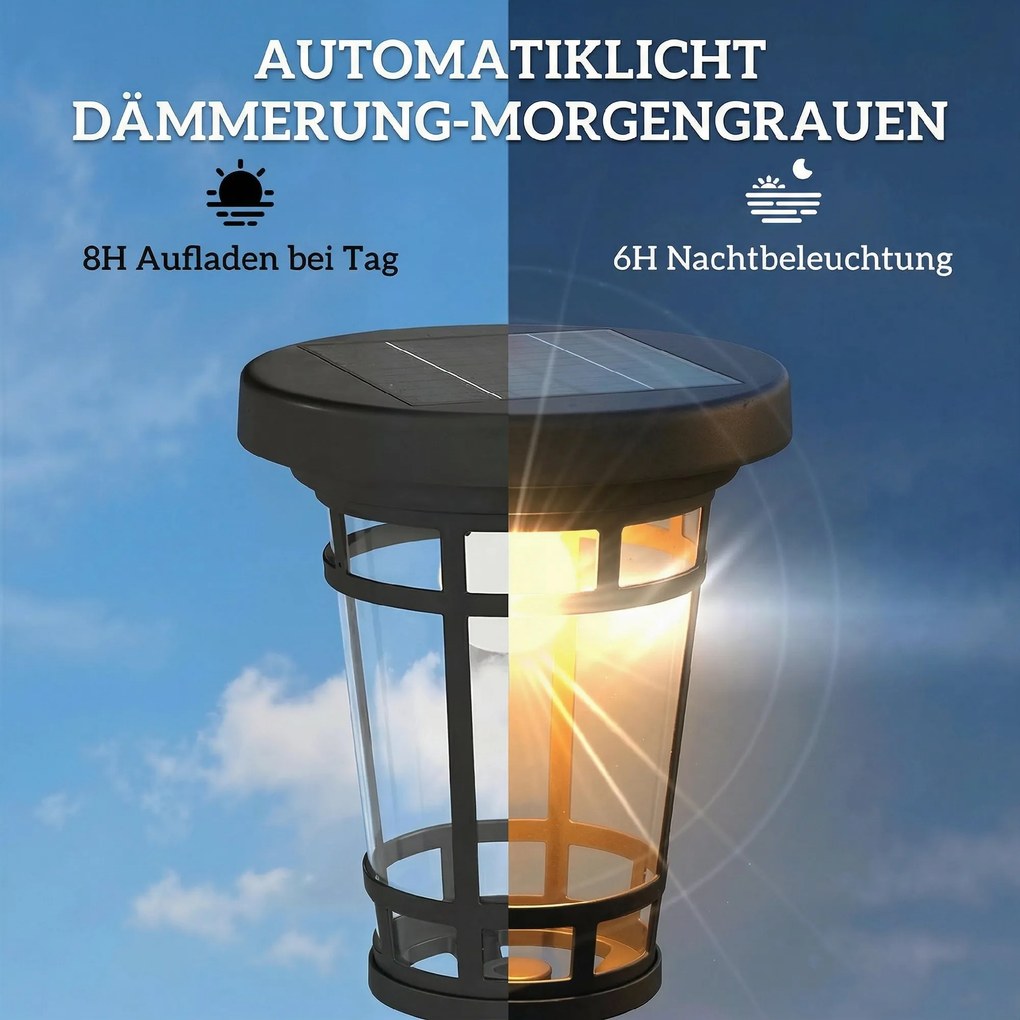 Solární lucerna stojací lampa s květináčem 195cm venkovní zahradní lucerna s 2 úrovněmi jasu spínač ovládání světla IP44
