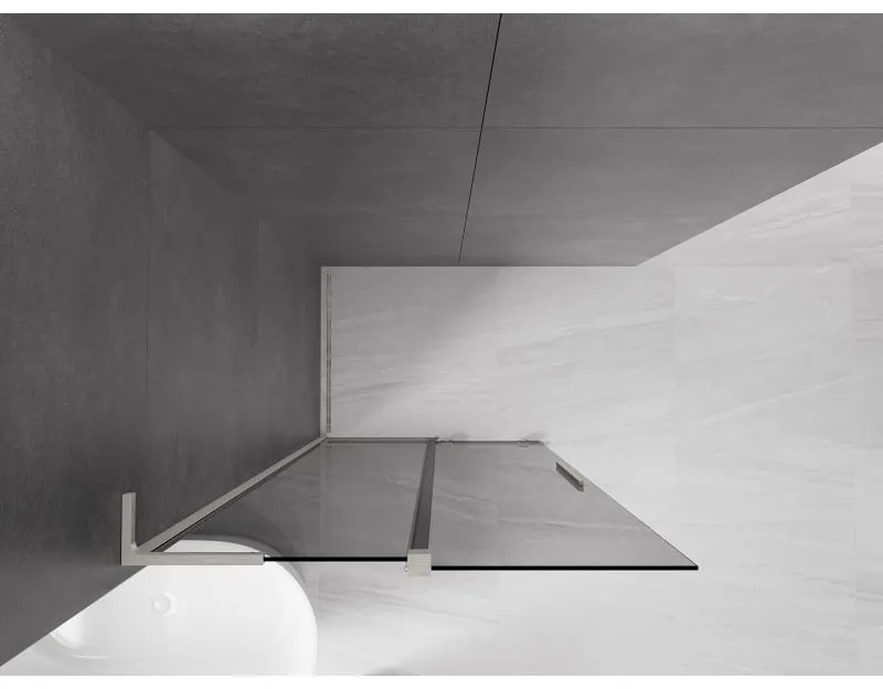 Mexen Velar L, posuvná sprchová zástěna Walk-in 100 x 200 cm, 8mm šedé sklo, broušená ocel, 871-100-003-43-97