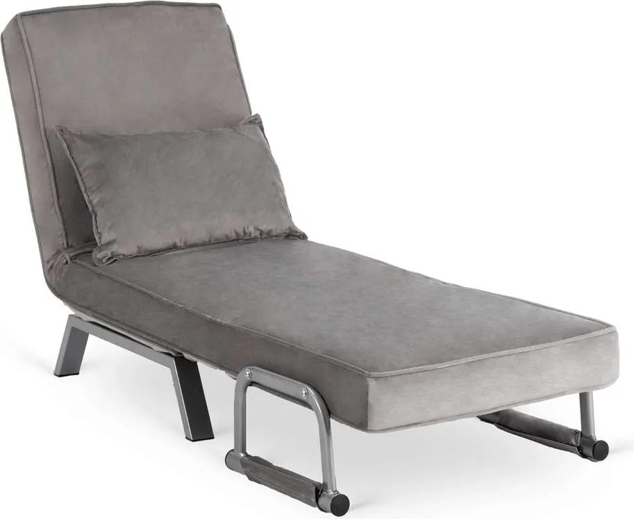 Rozkládací křeslo Halsin Velvet, šedá
