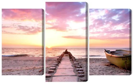 Vícedílný obraz Loď Na Pláži 3D Nedostatek Nedostatek Přírodní plátno 150x100