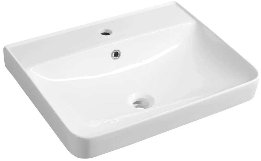 Aqualine Zen umyvadlo nábytkové 60 x 45 cm s otvorem pro baterii s přepadem keramické bílá 3060