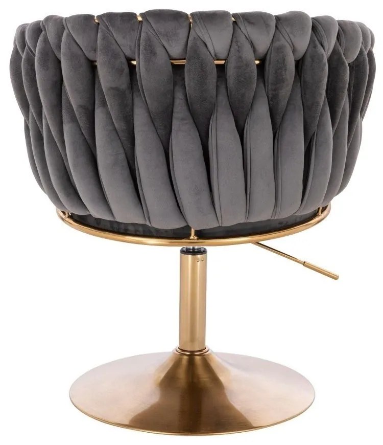 LuxuryForm DESIGN Otočná židle NORDEN VELUR na zlatém talíři - tmavě šedá