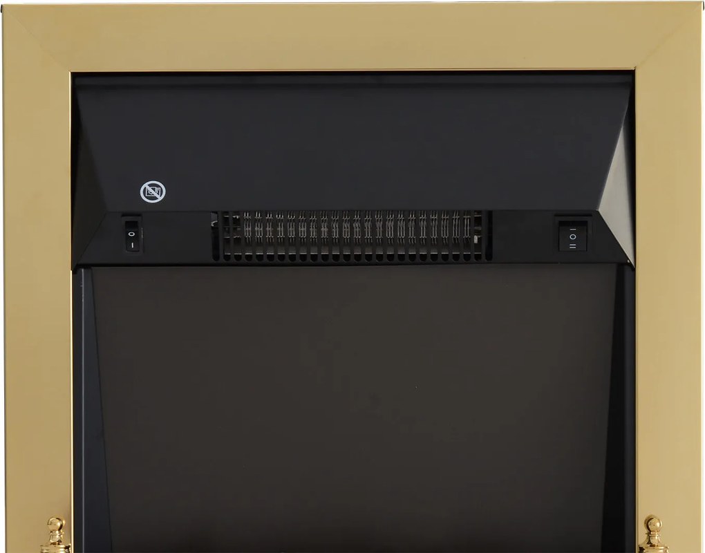 Elektrický krb HOMCOM Stojanový krb s efektem plamene 1000/2000W 48,2 x 18,5 x 59,2 cm ve zlaté barvě pro příjemné večery |