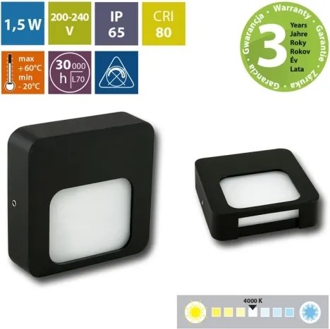 LED svítidlo McLED Ursa S, 1,5W, 4000K, IP65, černá ML-517.006.19.0