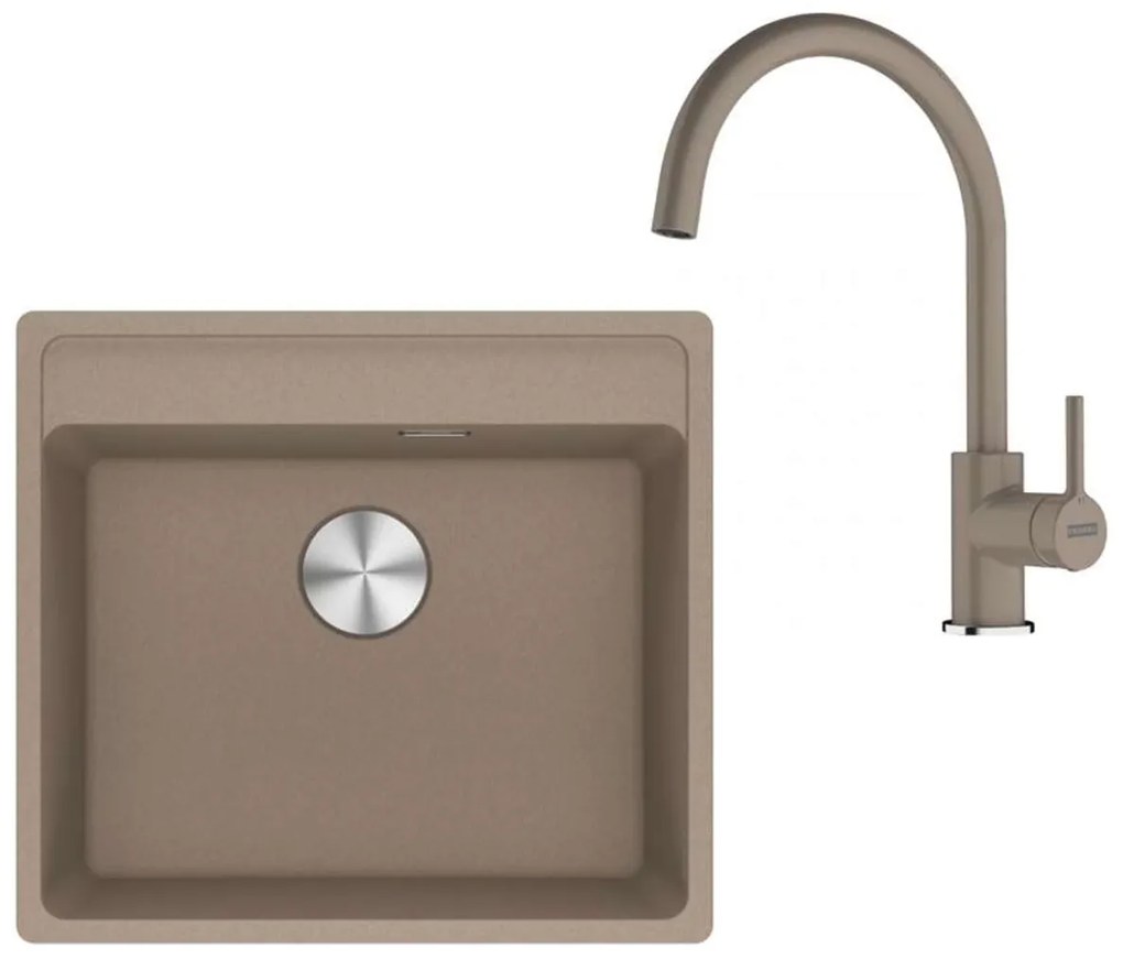 Franke - Kuchyňský set G274KA, fragranitový dřez MRG 610-52 RTL a baterie FC 6018.424, kašmír 114.0700.786