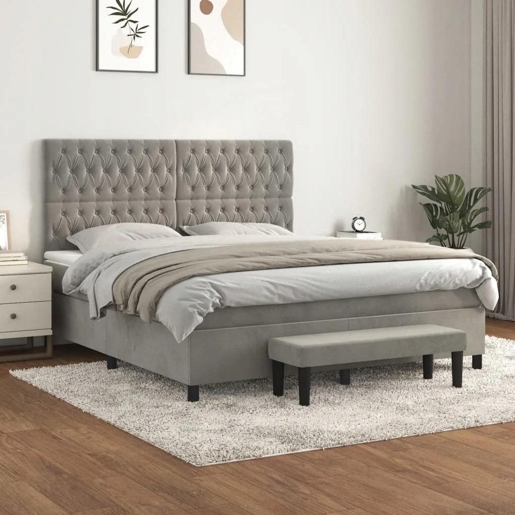 Fionshop 264255702 Box spring postel s matrací světle šedá 180x200 cm sam
