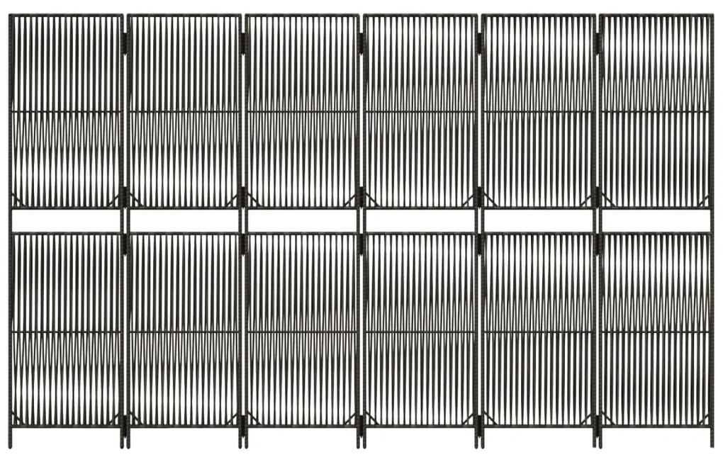 Dělicí stěna 6 panelů šedá polyratan,  365386