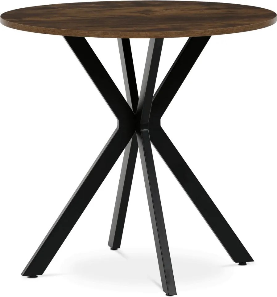 Kulatý jídelní stůl 80x80cm HT-F4108 OLW, mdf, old wood