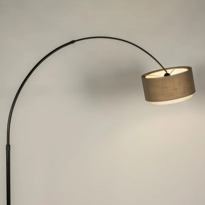 Stojací designová oblouková lampa Soffito Taupe and Black