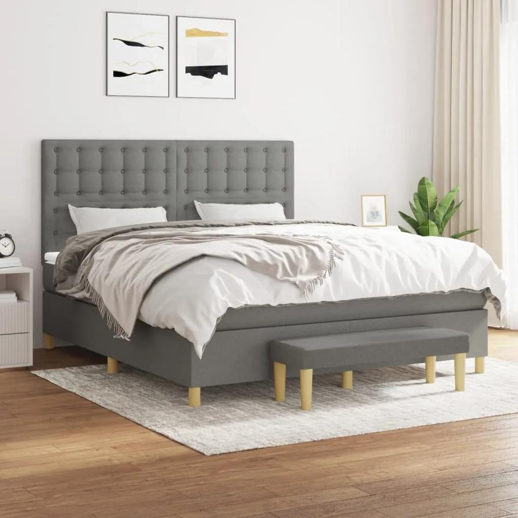 Box spring postel s matrací tmavě šedá 180x200 cm textil,  3137494