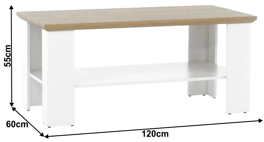 Kondela Konferenční stolek MZ17, bílá/dub grand, LEON