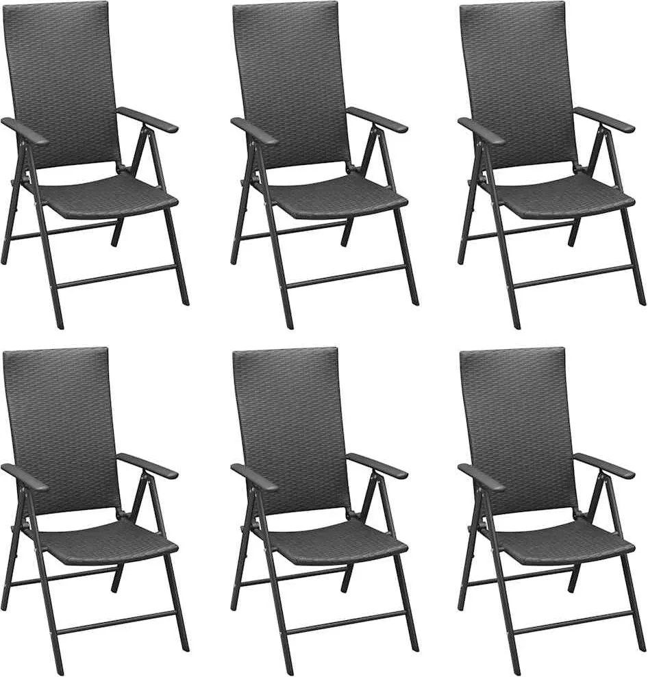 7dílný zahradní jídelní set černý polyratan 3156517