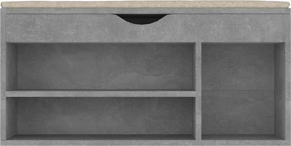 Lavice s botníkem a poduškou betonově šedá 104x30x49cm kompozit 326754