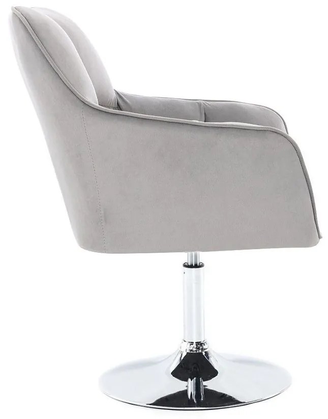 LuxuryForm DESIGN Otočné křeslo AMALFI VELUR na stříbrném talíři - světle šedé