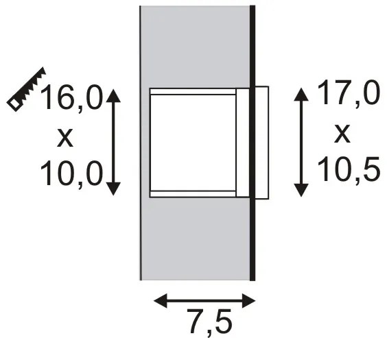 SLV 229702 LED Downunder, venkovní svítidlo do stěny, 3,6W LED, stříbrnošedá, 17x11cm, teple bílá barva světla, IP54