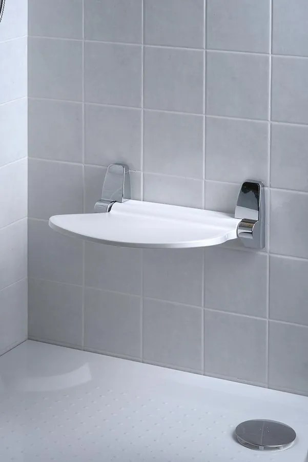 Sapho, SOUND Koupelnové sedátko 38x35,5cm, sklopné, bílá/chrom