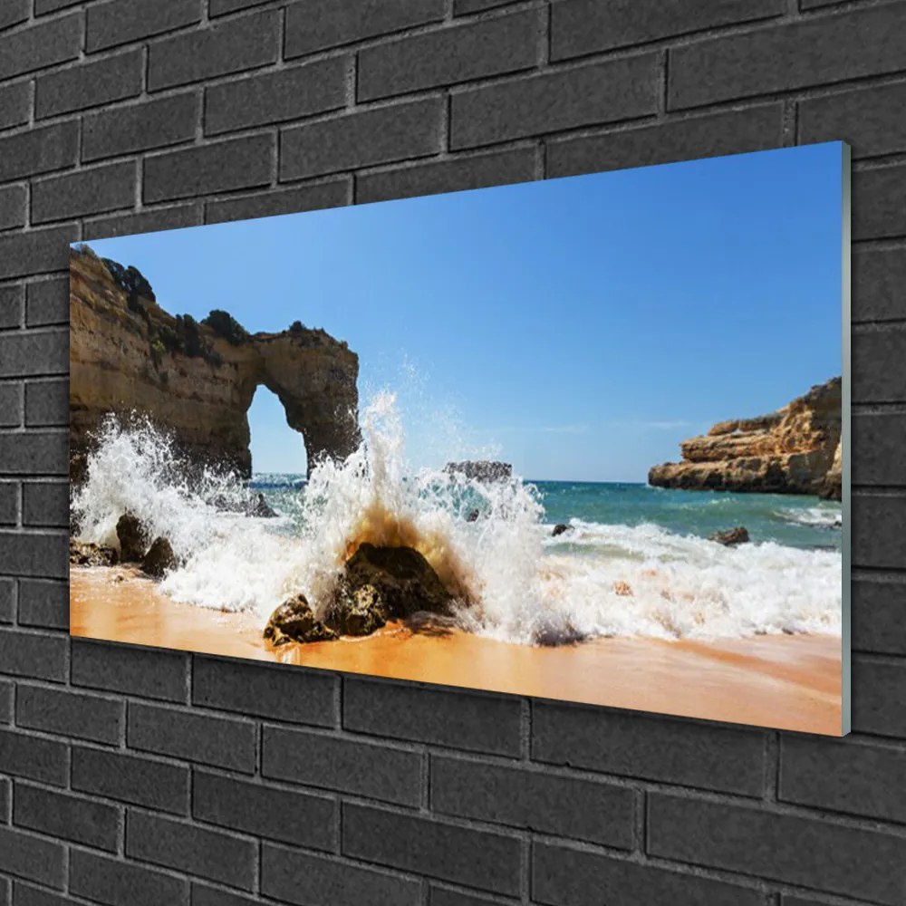 Obraz na skle Pláž Moře Vlny Krajina 120x60 cm