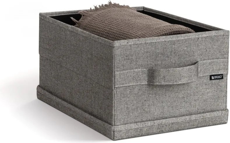 Šedý látkový úložný box s víkem 27x36x19 cm Soft Storage Small – Bigso