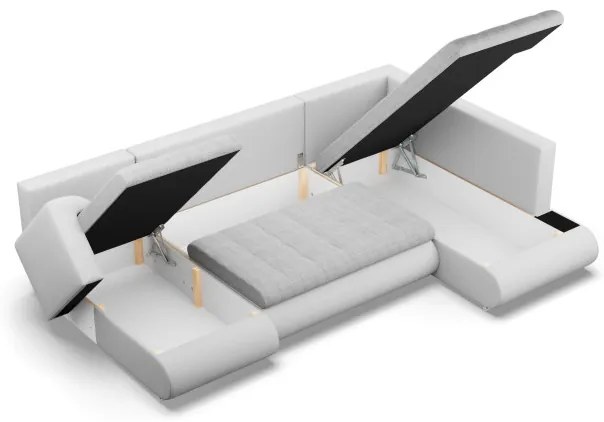 Sedací souprava FORESTA ve tvaru U, pravá šedá / bílá