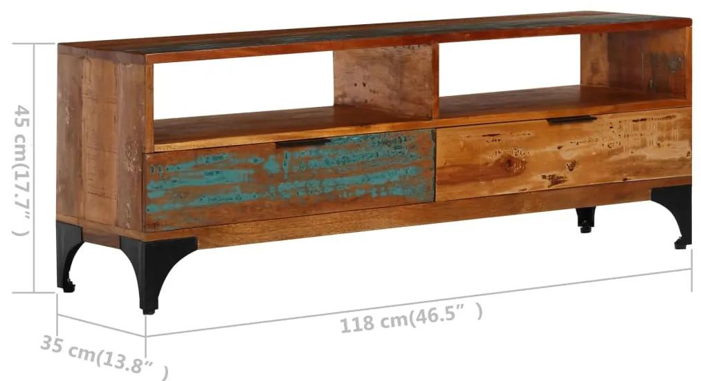 vidaXL TV stolek 118 x 35 x 45 cm masivní recyklované dřevo