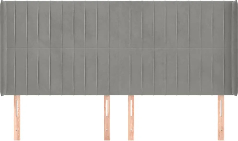 Čelo postele typu ušák světle šedé 163x16x118/128 cm samet 3119872