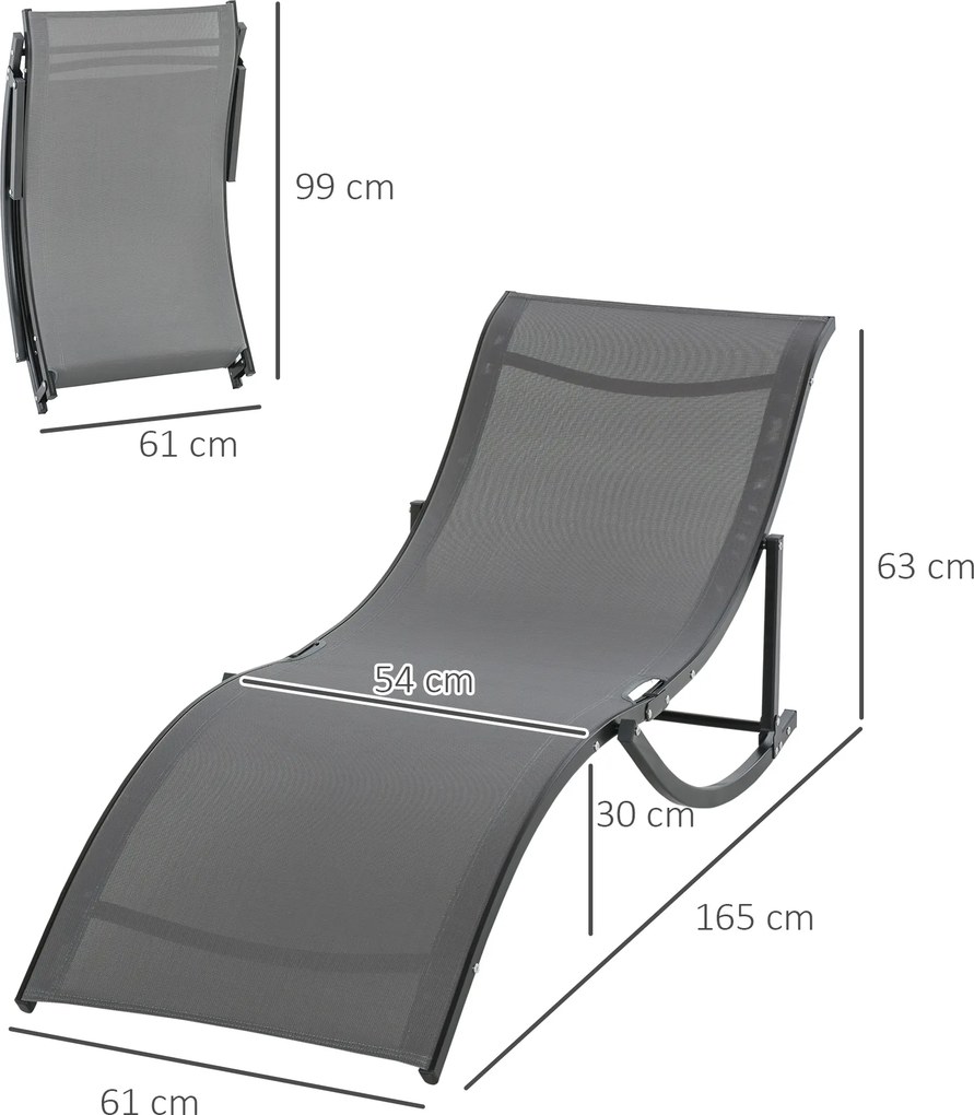 Outsunny sada 2 lehátek zahradní lehátka látková relaxační lehátka ergonomická hliníková Texteline tmavě šedá 165 x 61 x 63 cm | Aosom